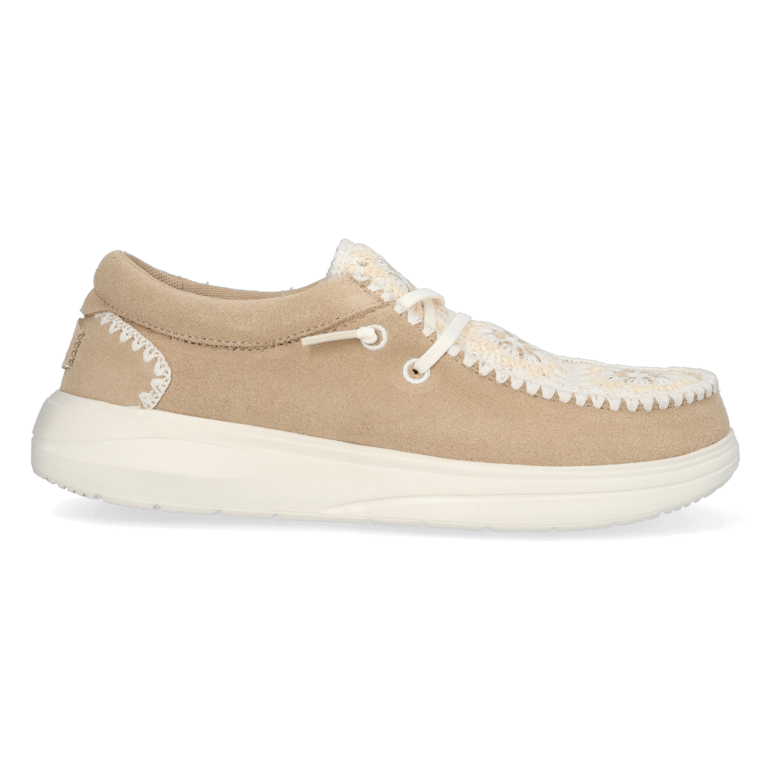 HEYDUDE Wendy Comf Suede Crochet Dames Instappers Beige | HD43108-0MD